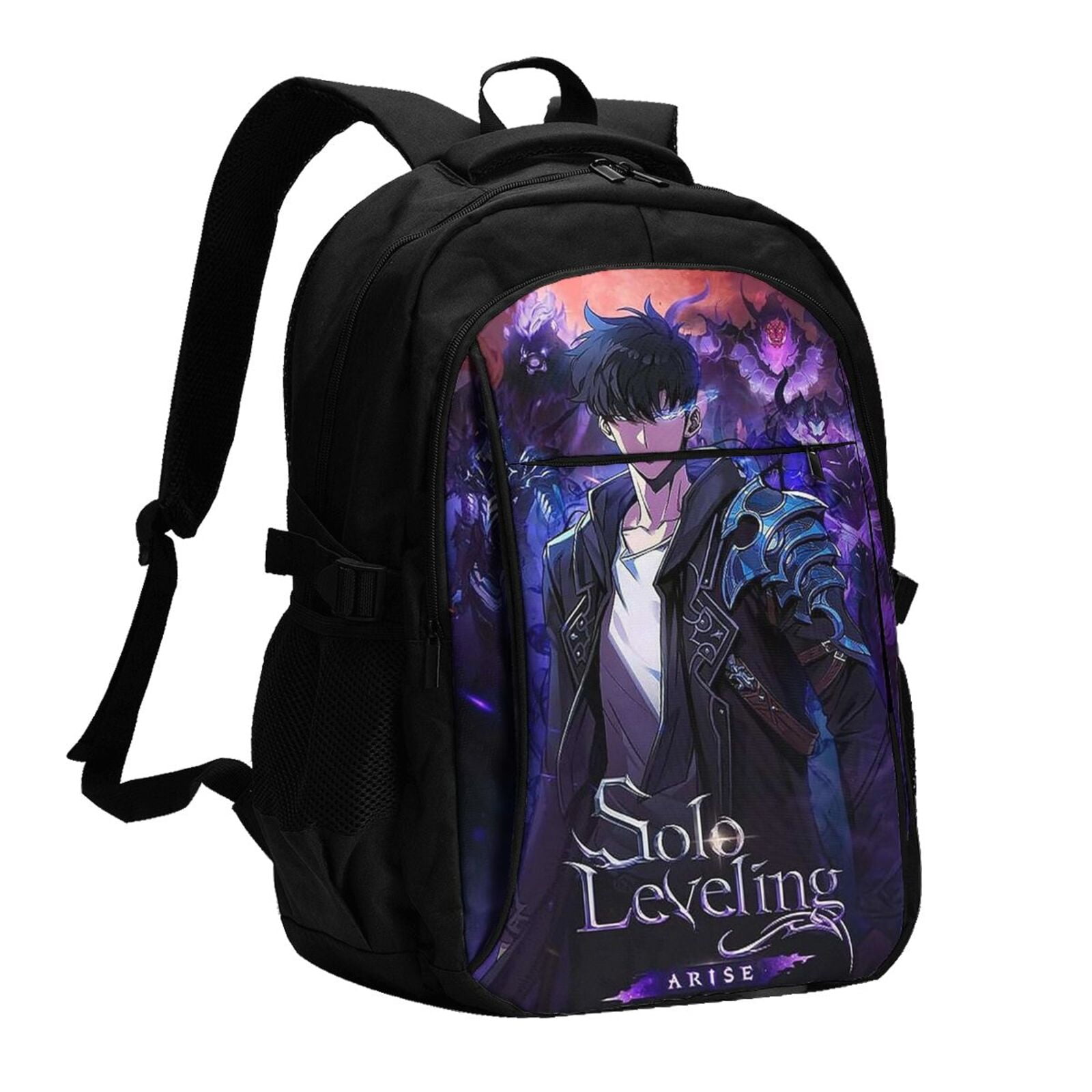 Jin Woo Solo Leveling Laptop Backpack with USB Charging Port Shoulders ...