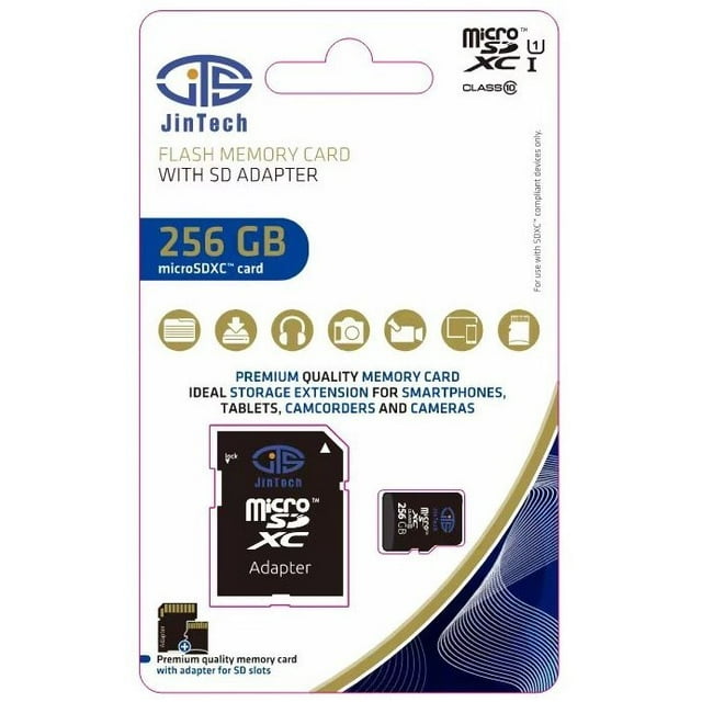 JinTech Semiconductor CO LTD 256 GB Micro SD Card Memory + Adapter ...
