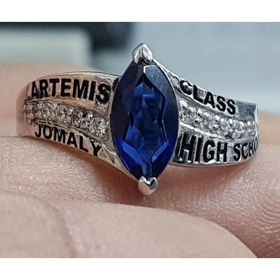 Women 925 Sterling Silver CZ GemStone Custom High School Class Ring for ...