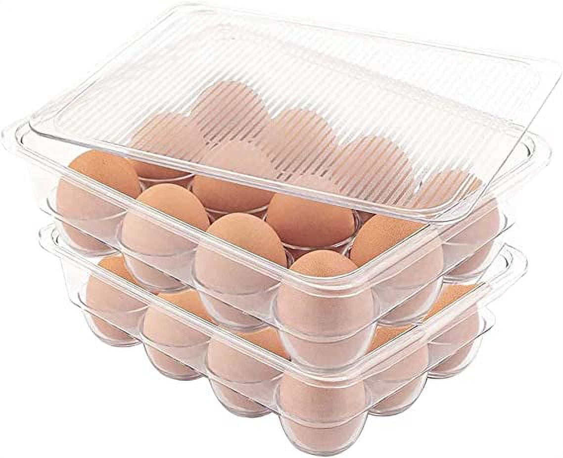 Jinamart Egg Holder for Fridge, Stackable Covered Eggs Storage ...