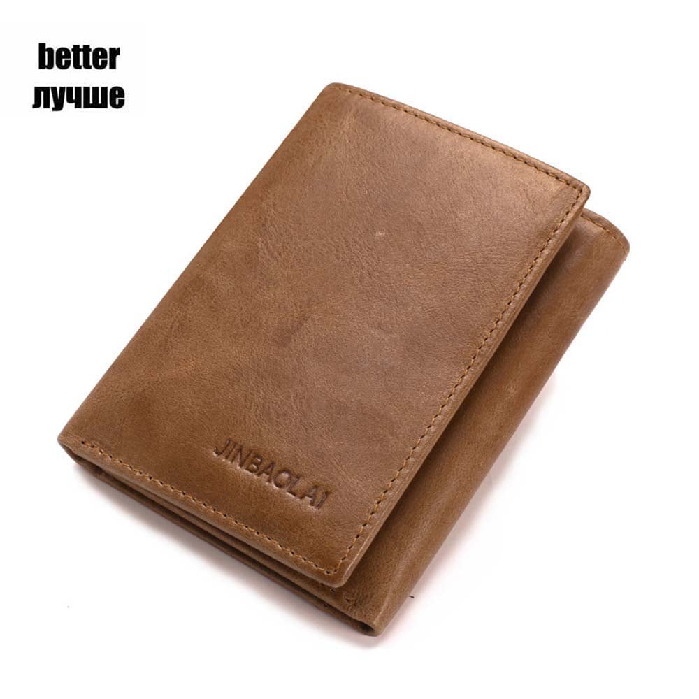 Jinbaolai genuine cow leather men wallets card holder note compartment ...