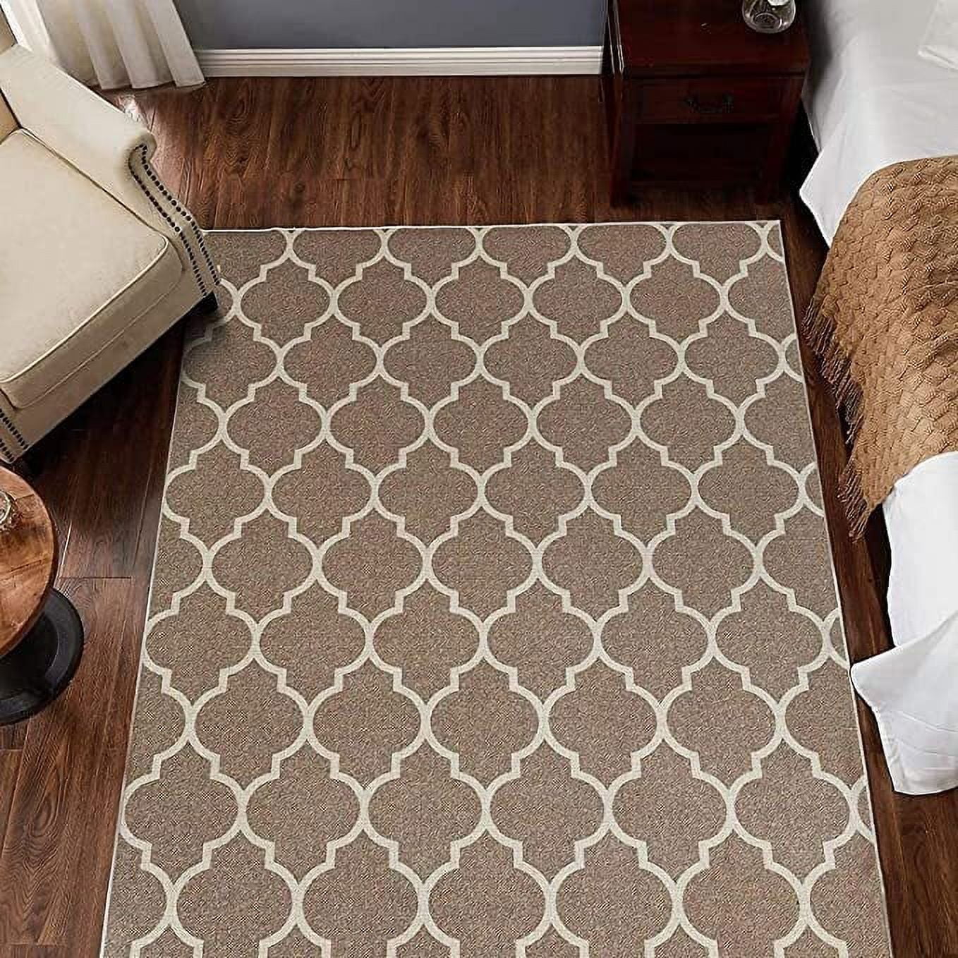 Jinchan Taupe 2x3 Area Rug Moroccan Floral Print Geometric Indoor ...