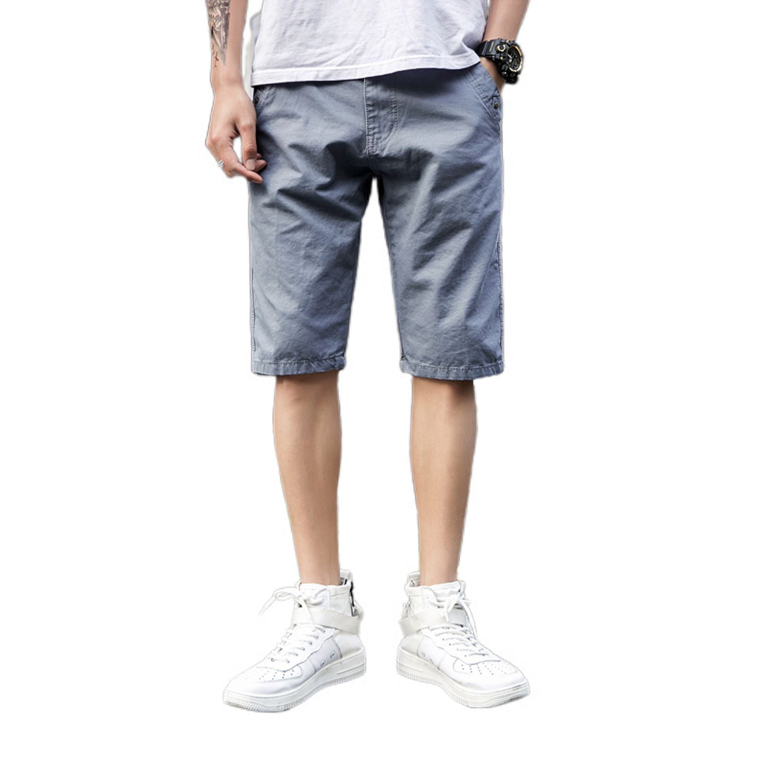 SWSMCLT Men's Shorts Billowy Button Classic Boy Shorts 100 Cotton ...