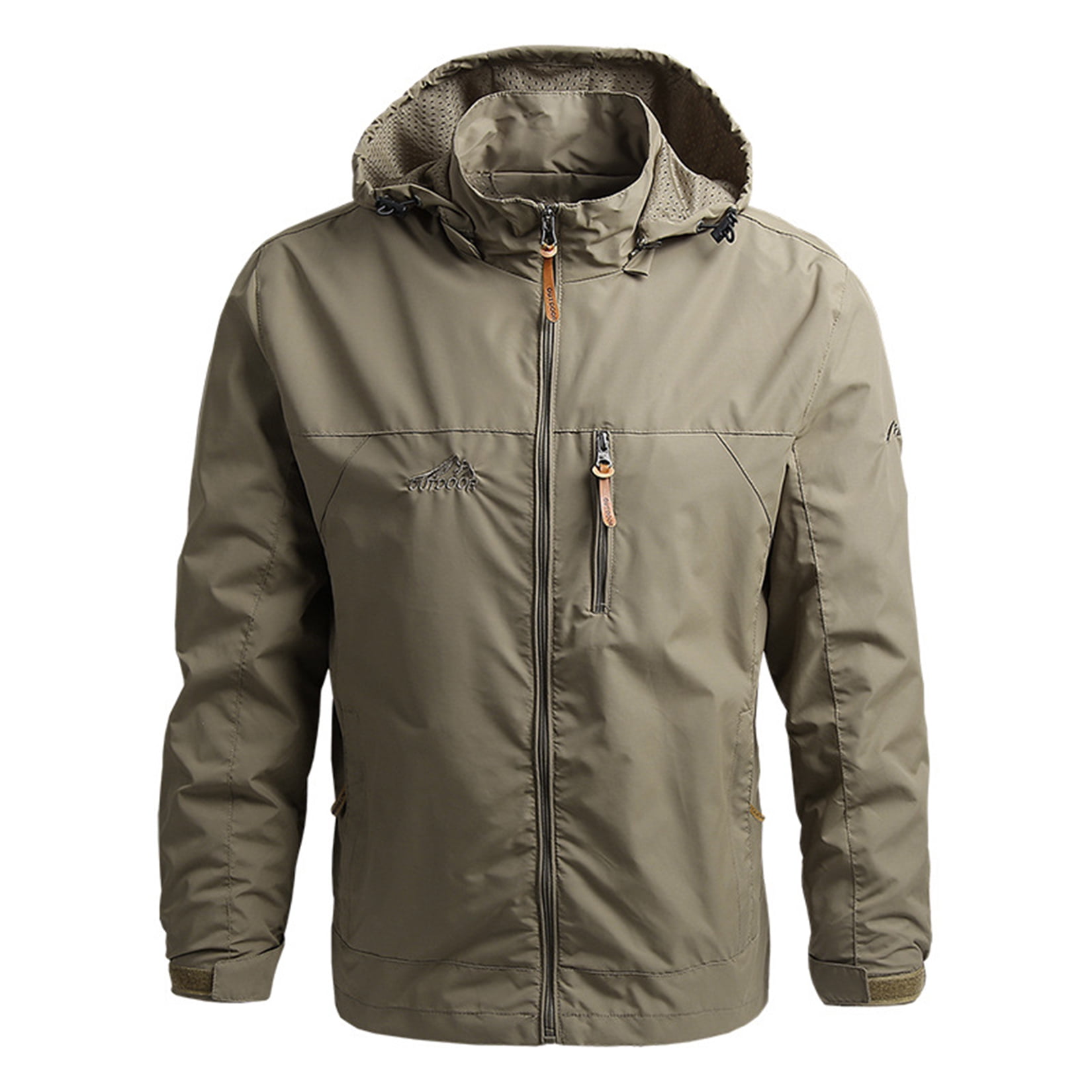Jinda Men's Hooded Rain Jacket Run Raincoat Lightweight Zip Up Hiking ...