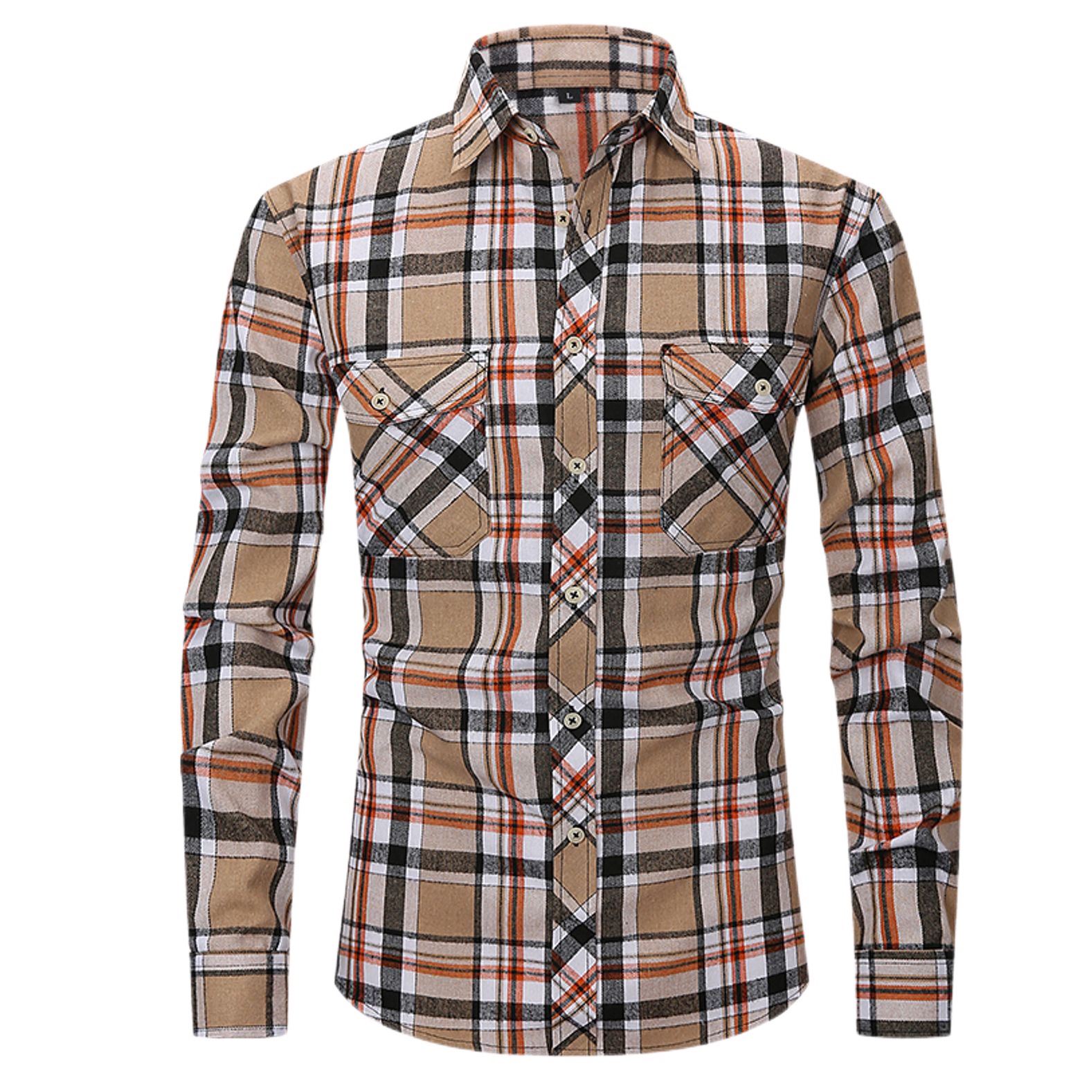 SWSMCLT Men's Plaid Shirt Western Top Summer Long Sleeve Flannel Shirt ...