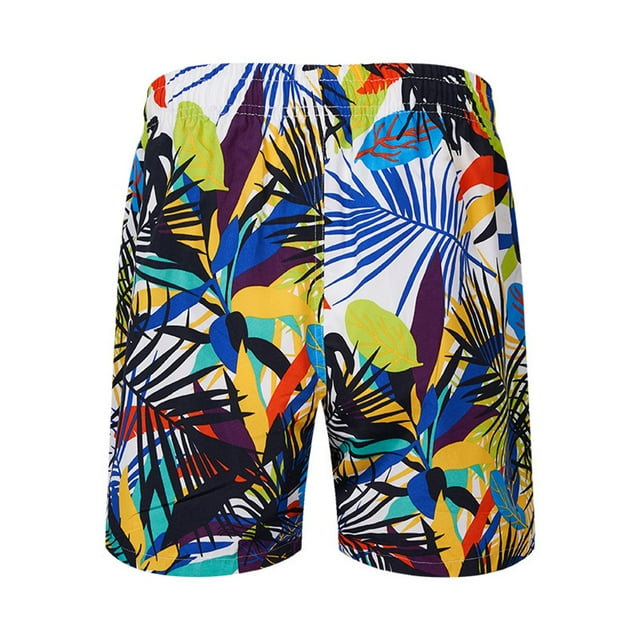 Swsmclt Mens Swim Trunks Hawaiian Mid Rise Quick Dry Printed Swimming