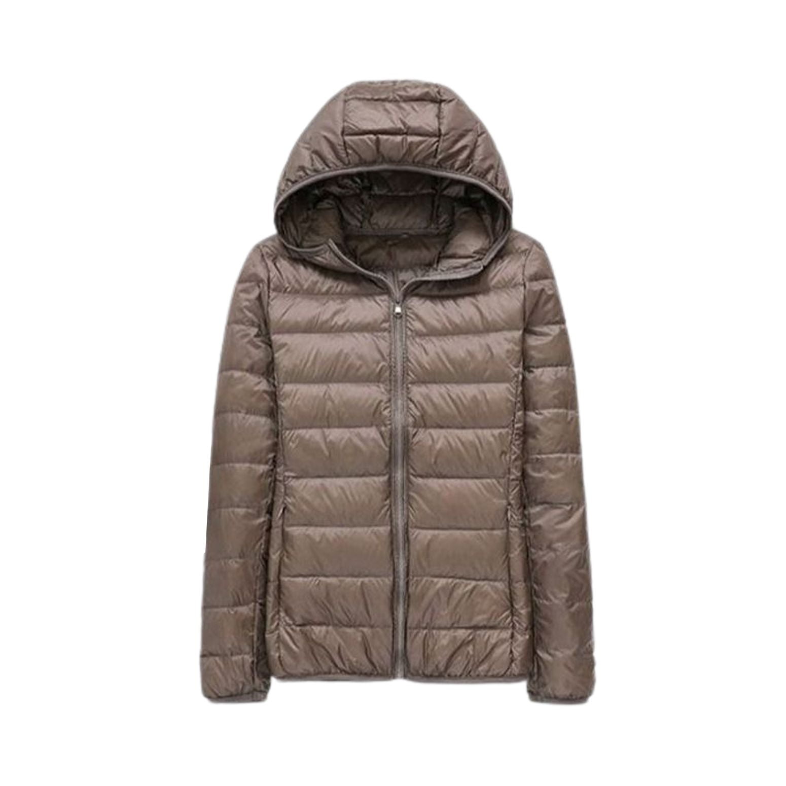 Jinda Women's Soft Zip Up Down Jacket Long Sleeve Hoodie Hooded Puffer ...