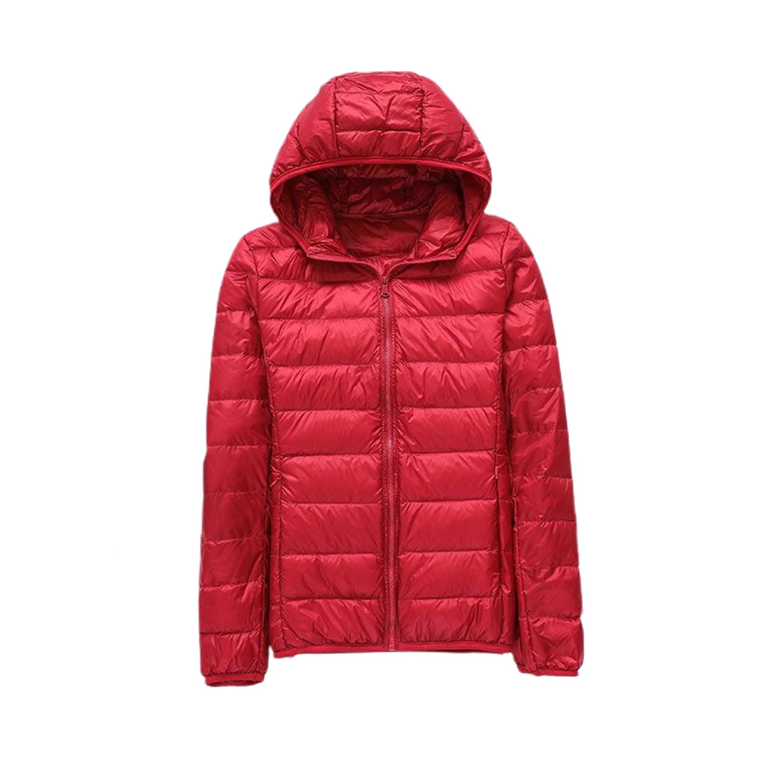 Jinda Women's Soft Zip Up Down Jacket Long Sleeve Hoodie Hooded Puffer ...