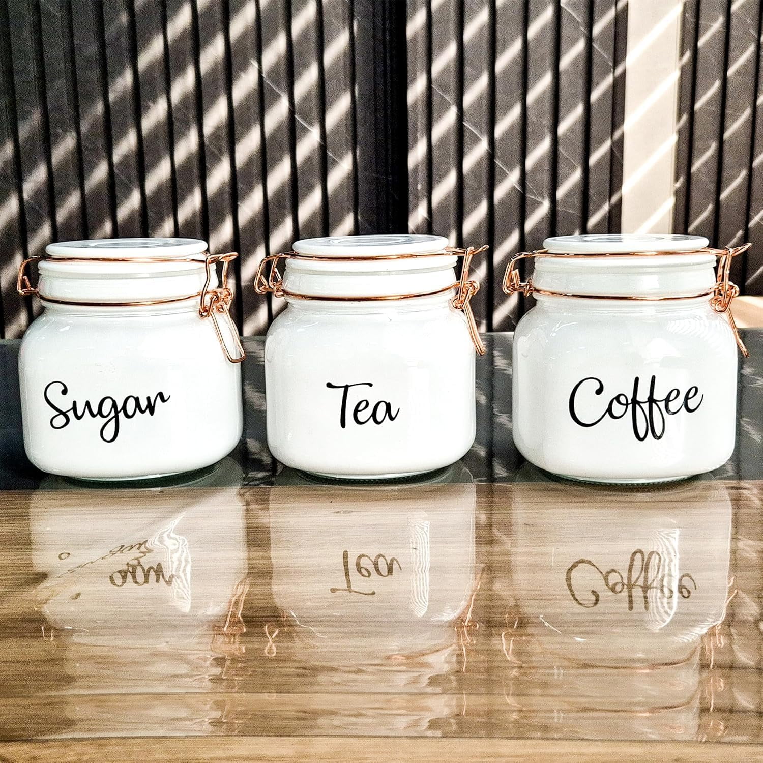 Jinelza Glass Food Storage Airtight tea coffee sugar containers for ...