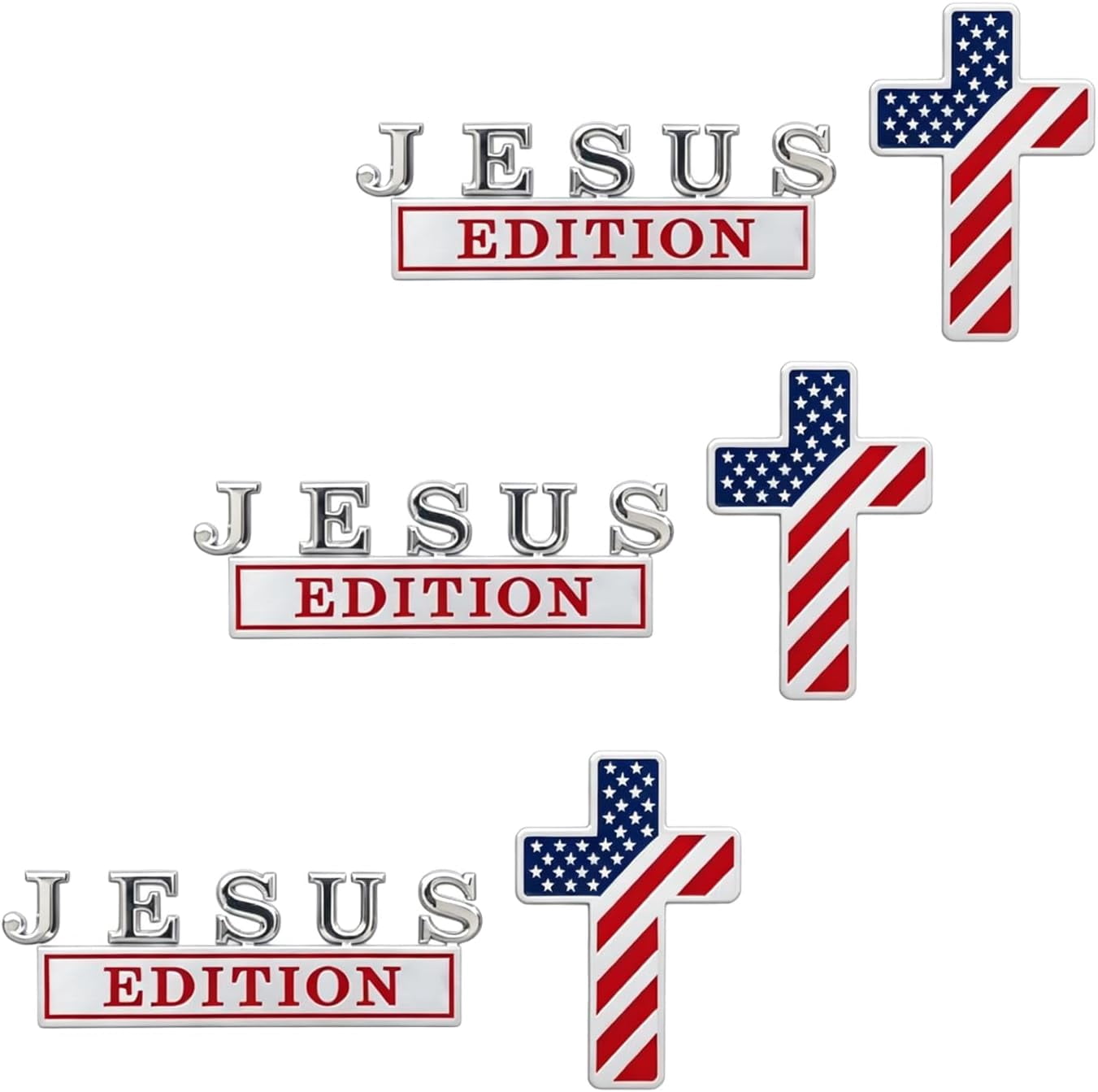 Jinerra Blessed Jesus Edition Cross Emblem Metal Badge, Raised Letter ...