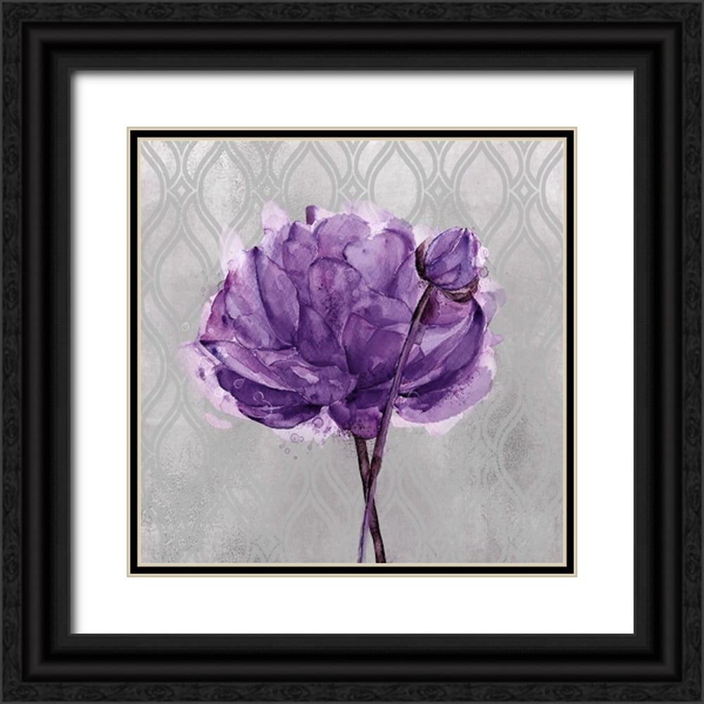 Jing, Jin 15x15 Black Ornate Wood Framed with Double Matting Museum Art Print Titled - Floral ...