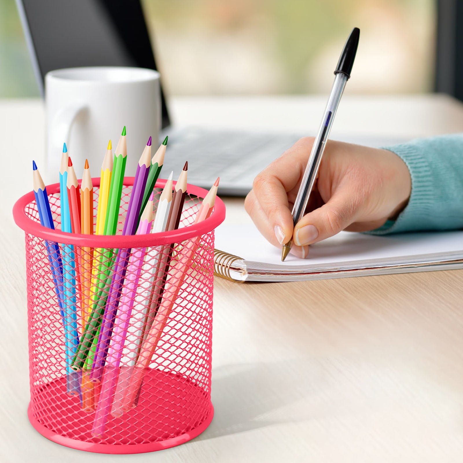 JingChun 1 Pack Wire Mesh Pencil Holder Metal Pen Cup Desk Pen ...