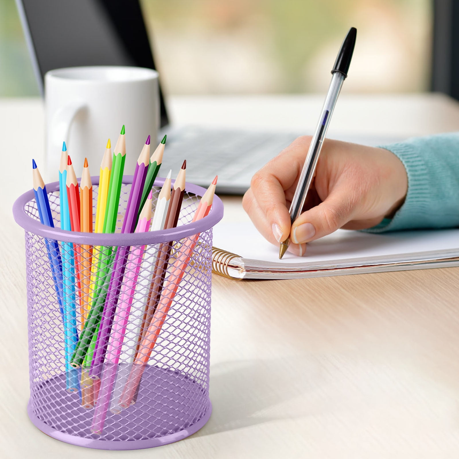 JingChun 1 Pack Wire Mesh Pencil Holder Metal Pen Cup Desk Pen ...