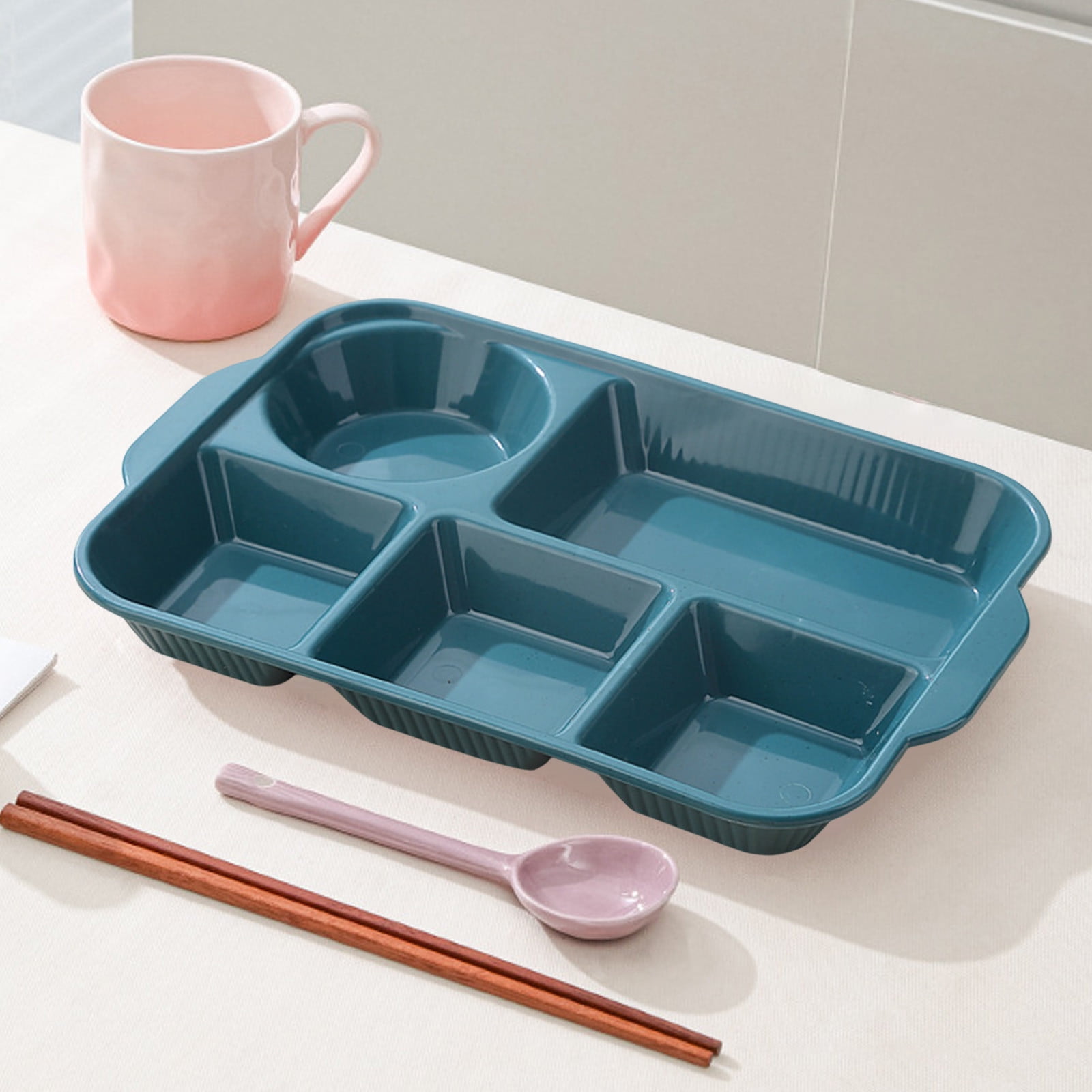 JingChun 1Pc 12" Large Divided Plates Unbreakable Wheat Straw ...