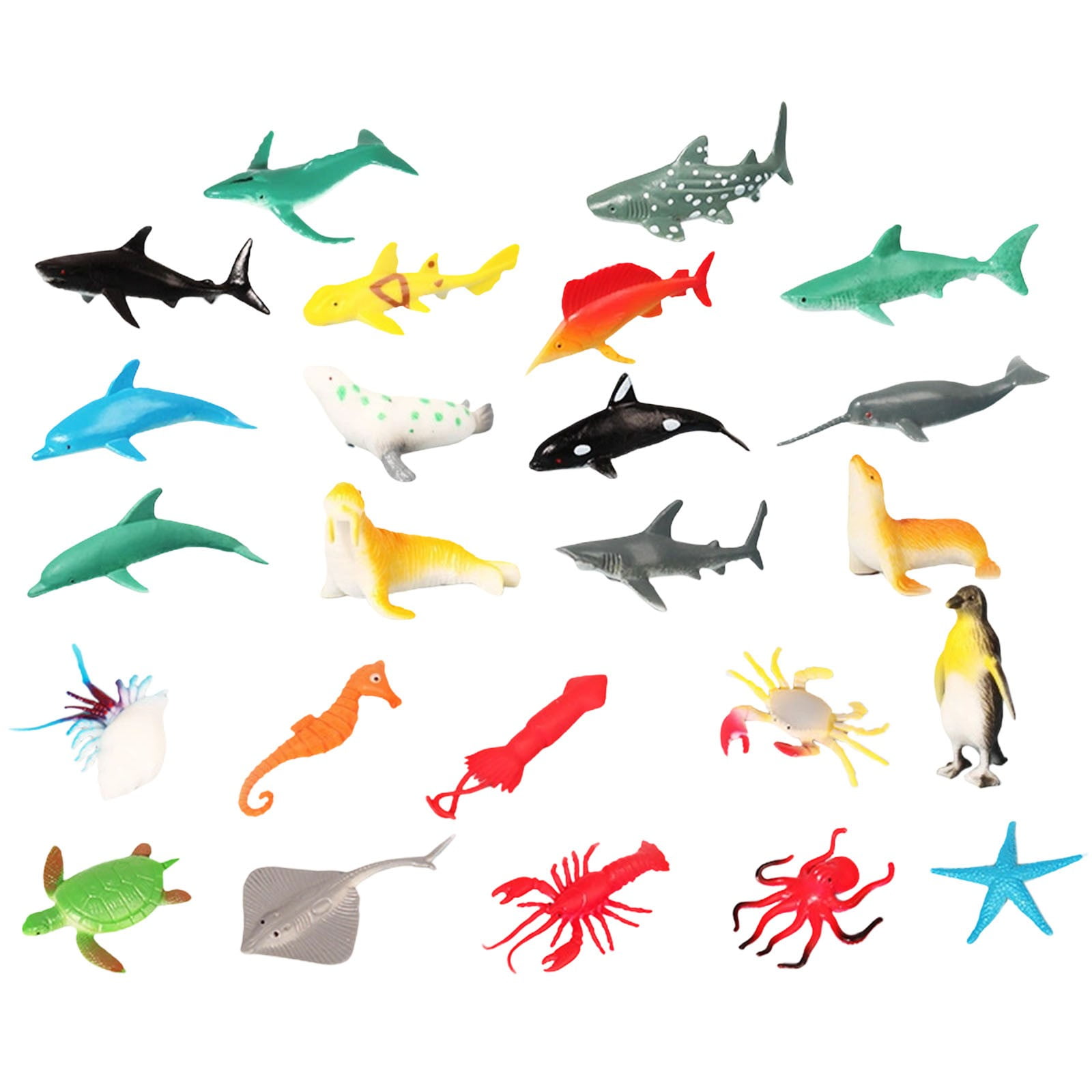 JingChun 24 Pieces Ocean Sea Animals Assorted Mini Vinyl Plastic Animal ...