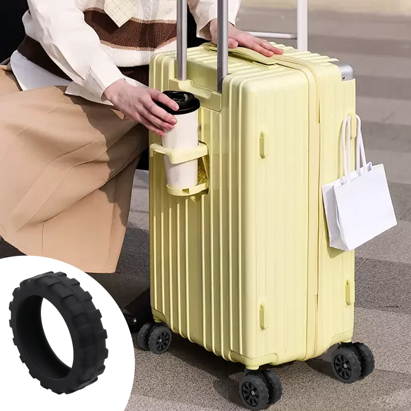 JingChun 4Pcs Luggage Wheel Protectors Covers Suitcase Wheel Protectors ...