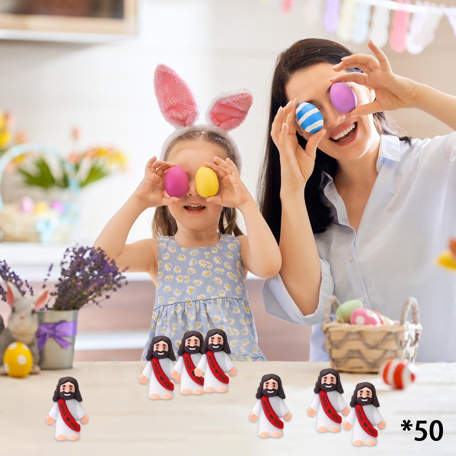 JingChun 50 Pcs Little Jesus Figures Easter Jesus Loves You Original ...