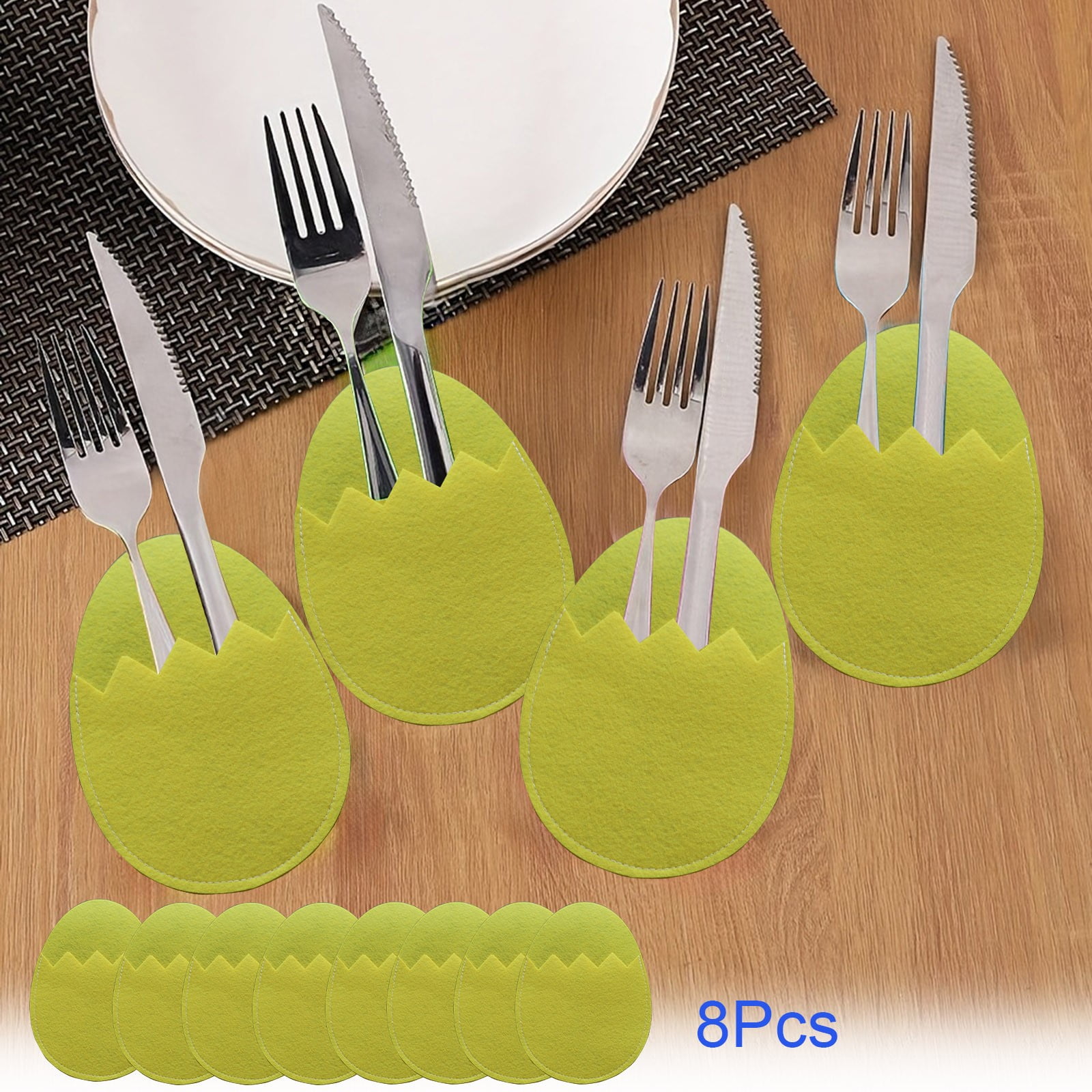 JingChun 8pcs Easter Egg Cutlery Holders Easter Silverware Bags Utensil ...