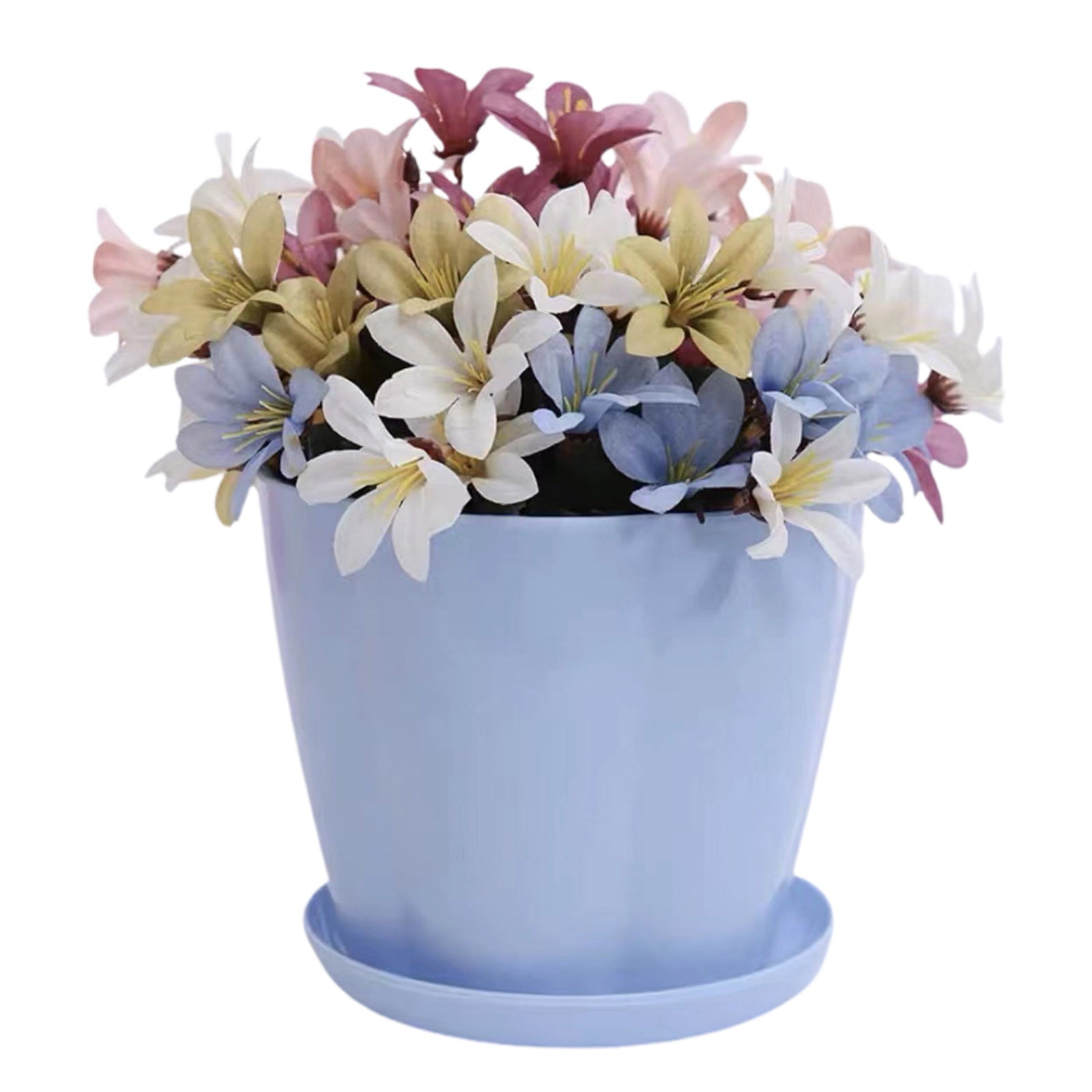 JingChun Flower Pots for Plants with Drainage Holes and Saucer, 1 Pack Plastic Plant Pots Indoor ...