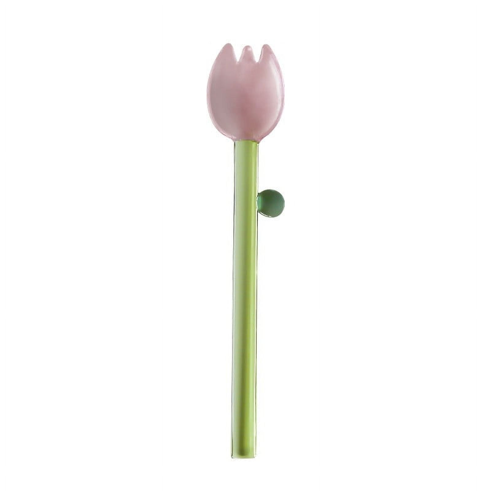 JingChun Flower Shaped Glass Spoons, Clear Coffee Spoon, Stirring Rod ...