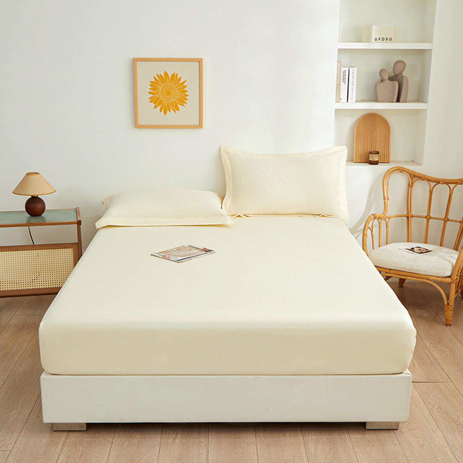 JingChun Full Size Fitted Sheet - Bottom Sheets with All-Around Elastic ...