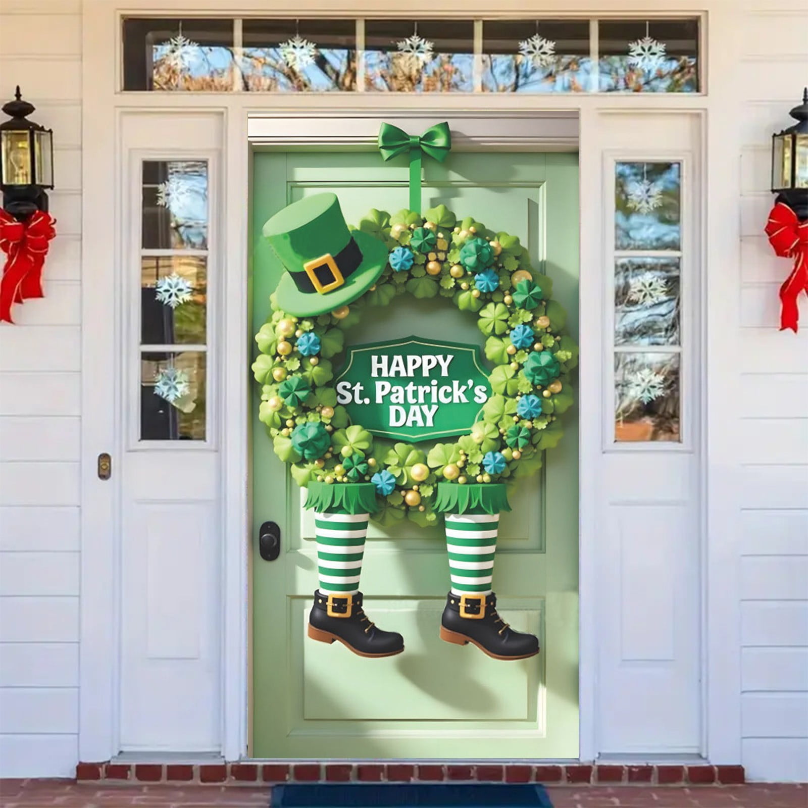 JingChun Happy St Patricks Day Green Shamrock Door Decorations, St Pats ...