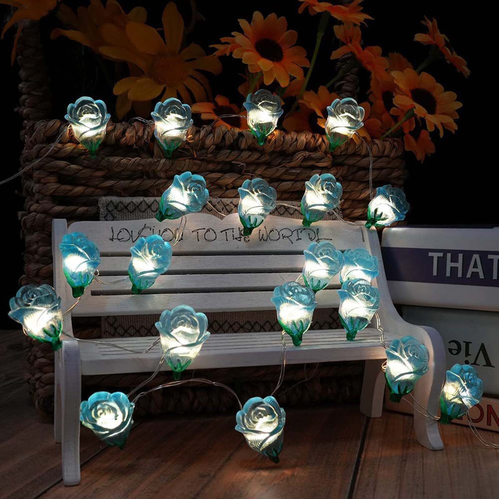 JingChun LED Rose Flower String Lights, Battery Operated Fairy Light ...