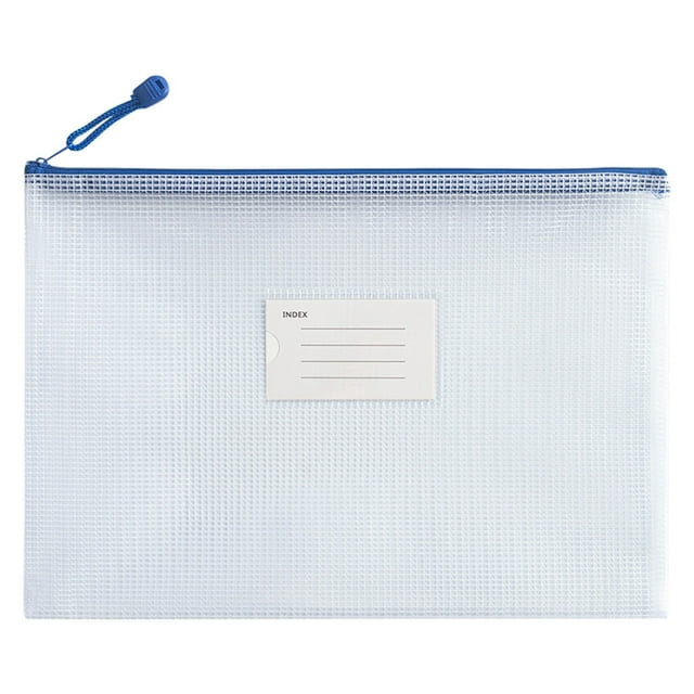 JingChun Mesh Zipper Pouch Document Bag with Label Pocket, Plastic Zip ...
