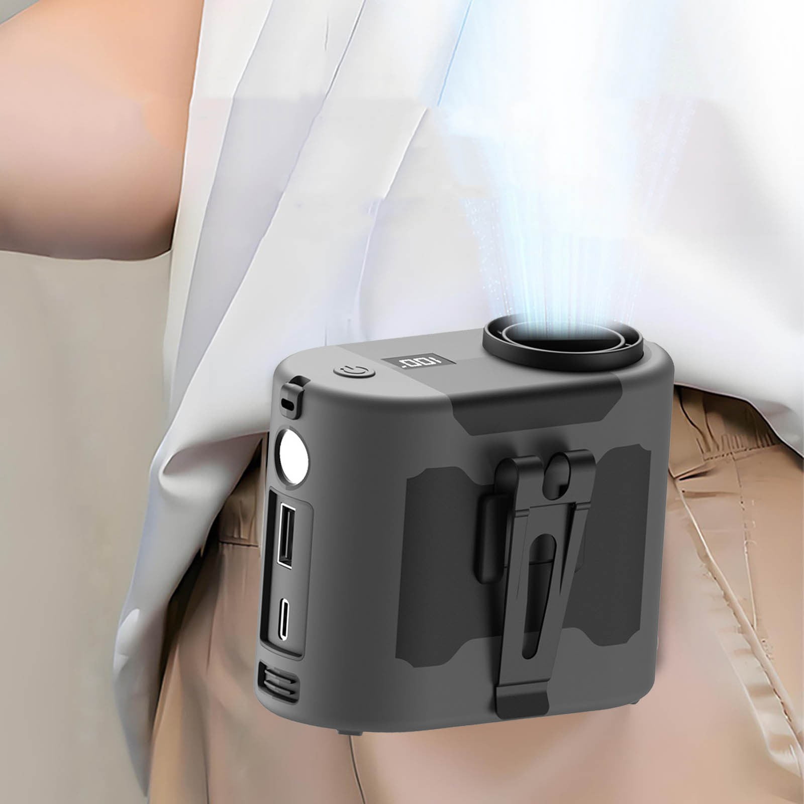 JingChun Portable Fan 10000mAh Rechargeable Waist Clip Fan Neck Fan with Max 30H Working Time, 5 ...