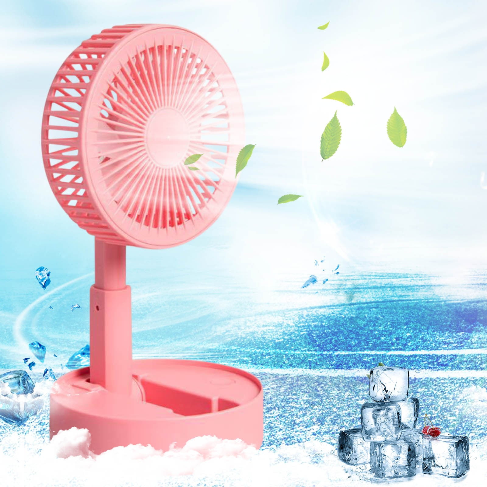 JingChun Portable Folding Fan, Rechargeable Standing Pedestal USB Fan ...