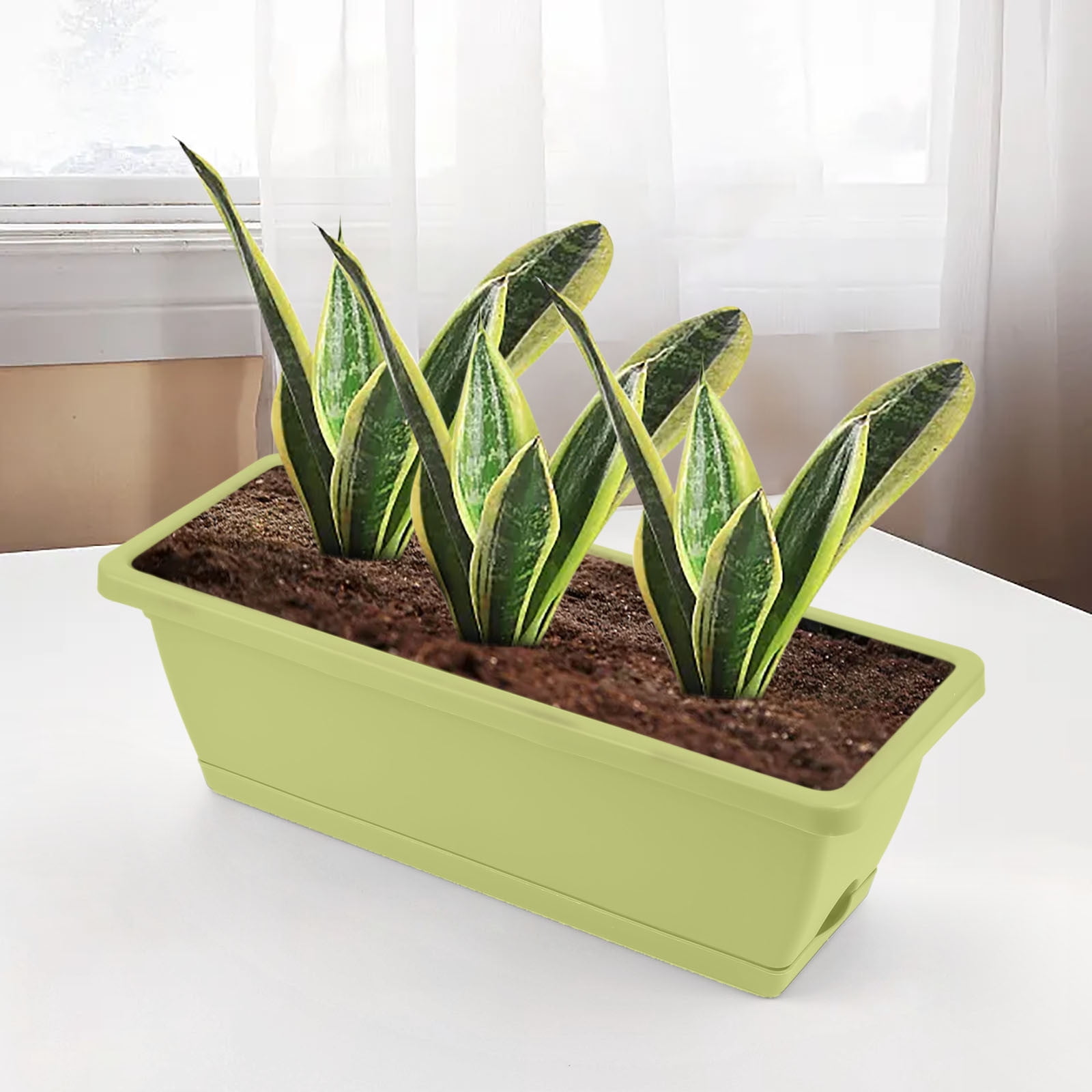 JingChun Rectangle Planter Box with Drainage Holes and Trays Plastic ...