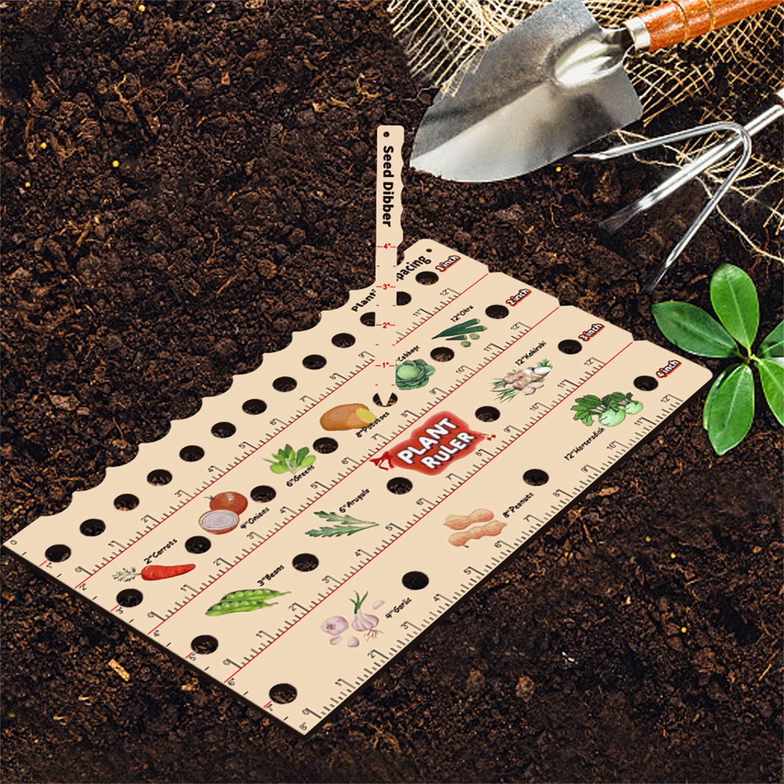 JingChun Seed Spacers Planting Tool, Wooden Plant Ruler Set with Seed ...
