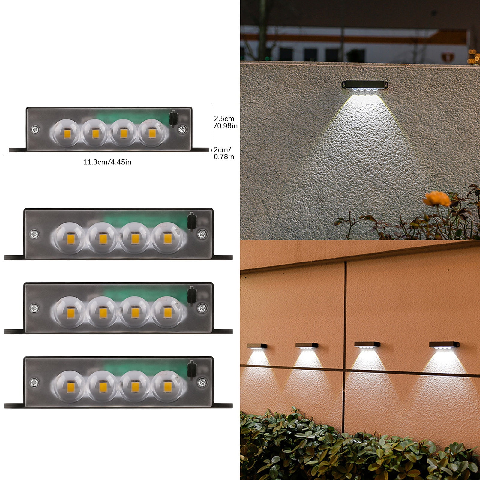 JingChun Solar Fence Lights Outdoor, White LED Fence Light Solar ...