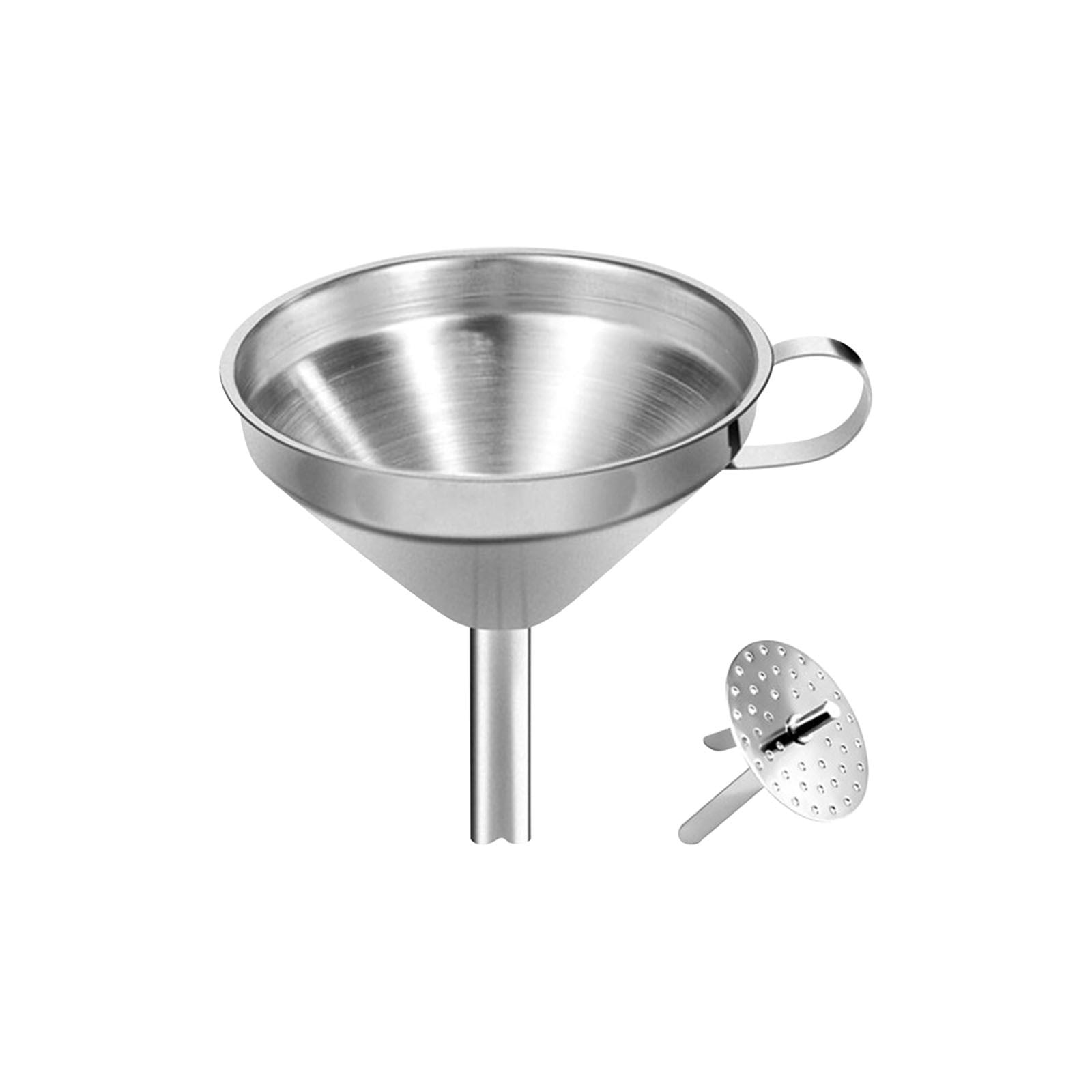 JingChun Stainless Steel Kitchen Funnel, Food Grade Metal Funnel with Strainer for Filling ...