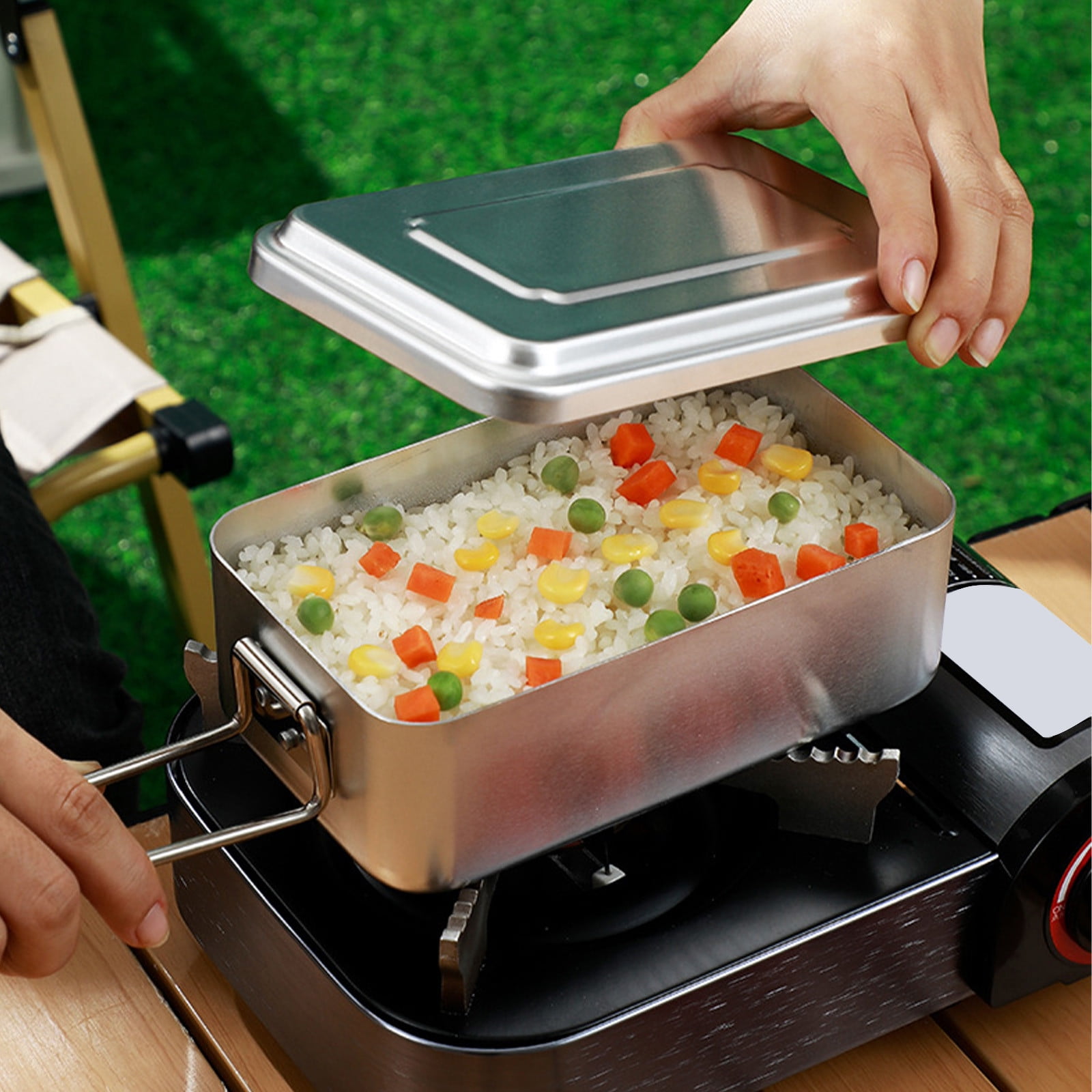 JingChun Stainless Steel Lunch Box 850 ml, Metal Bento Box with Lid ...