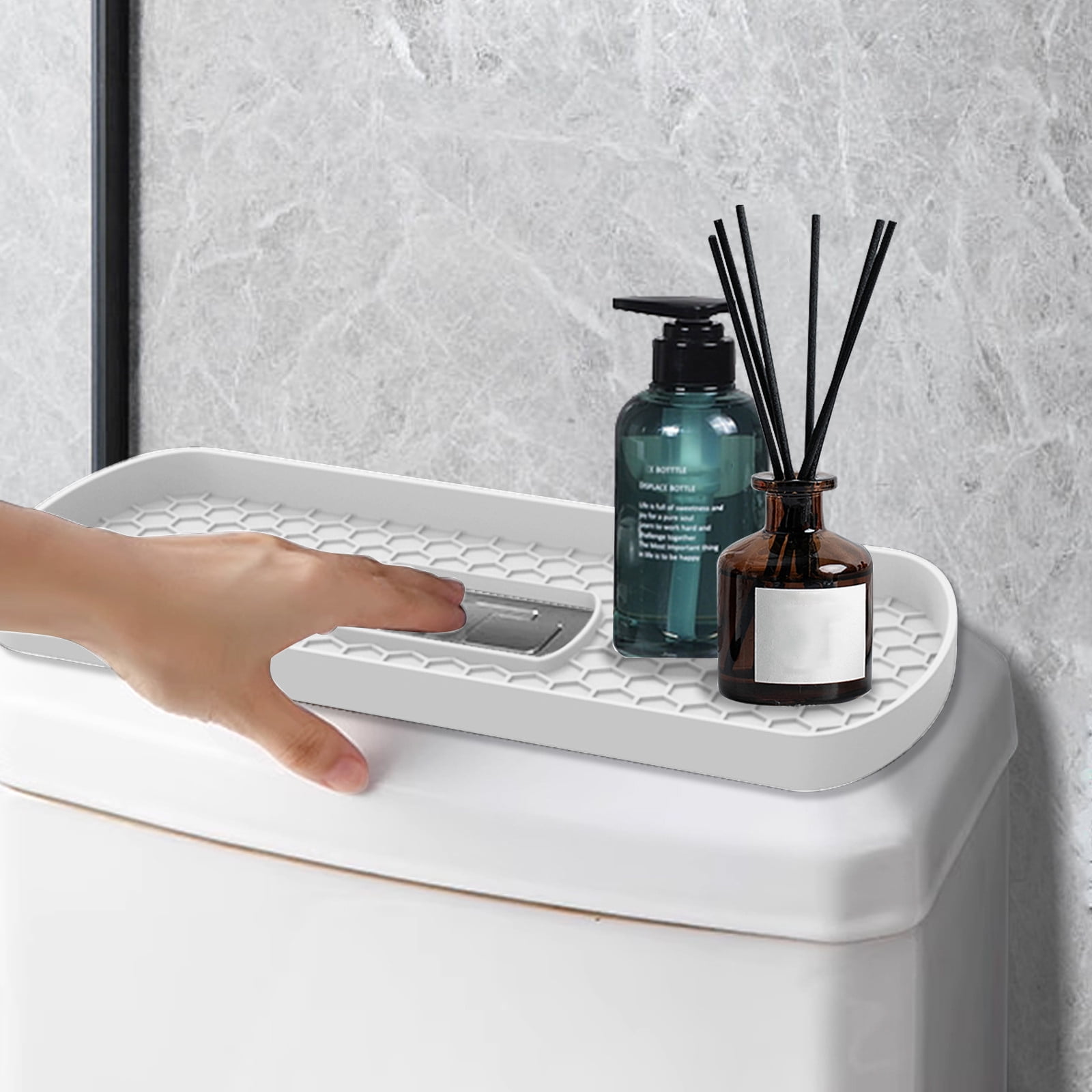 JingChun Toilet Tank Tray Basket, Silicone Bathroom Vanity Tray, Non ...