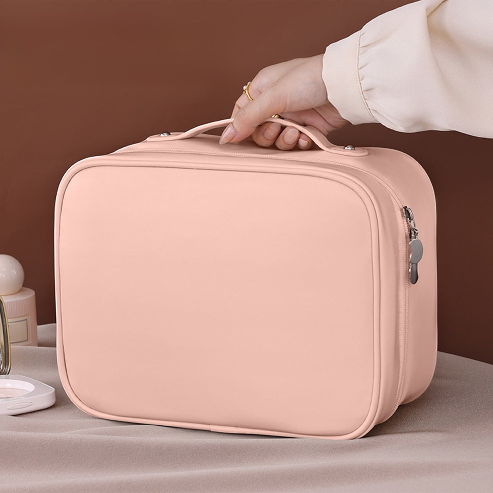 JingChun Travel Makeup Train Case Makeup Cosmetic Case Organizer ...