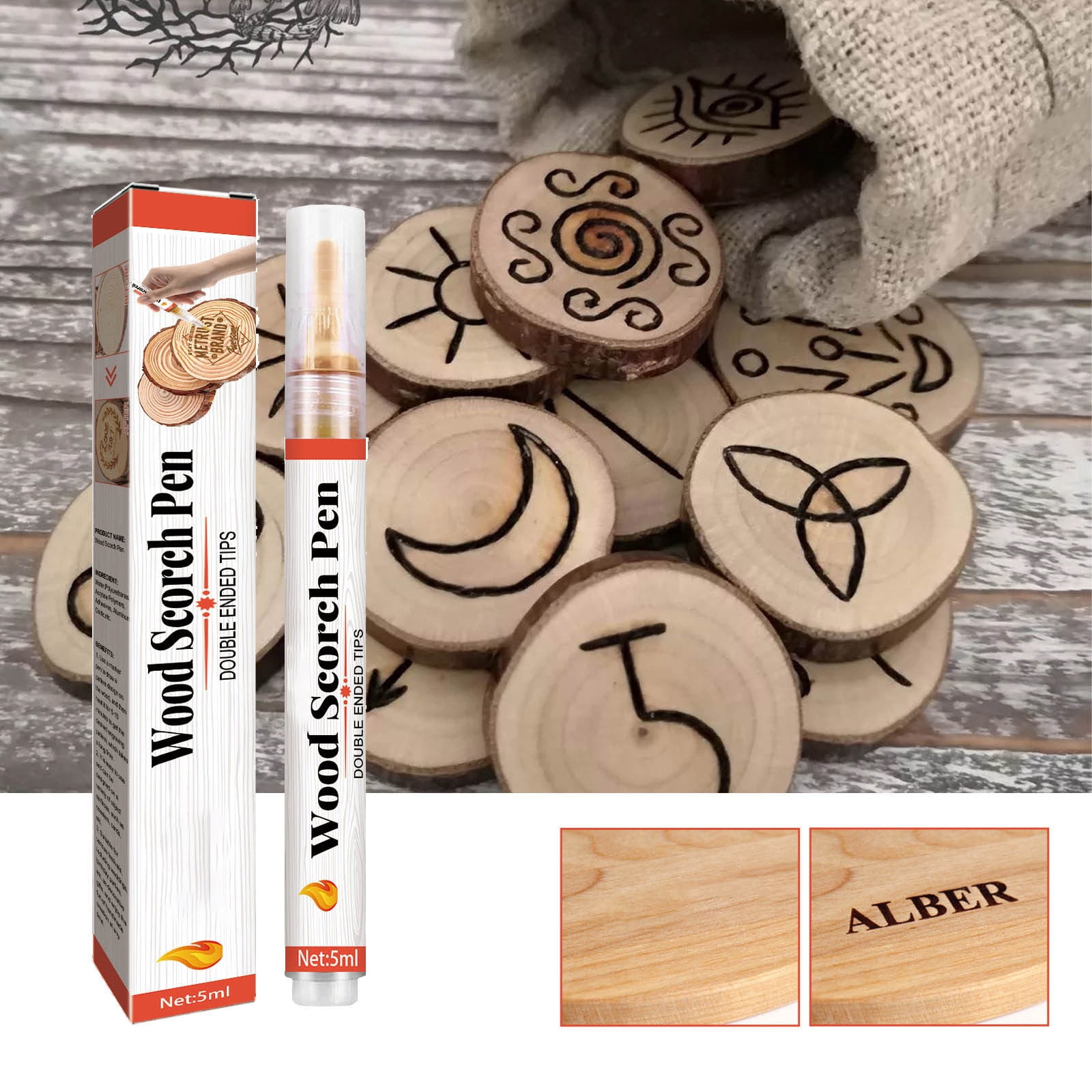 JingChun Wood Burn Marker Pen, Wood Marker Burning Pen Used for Drawing ...