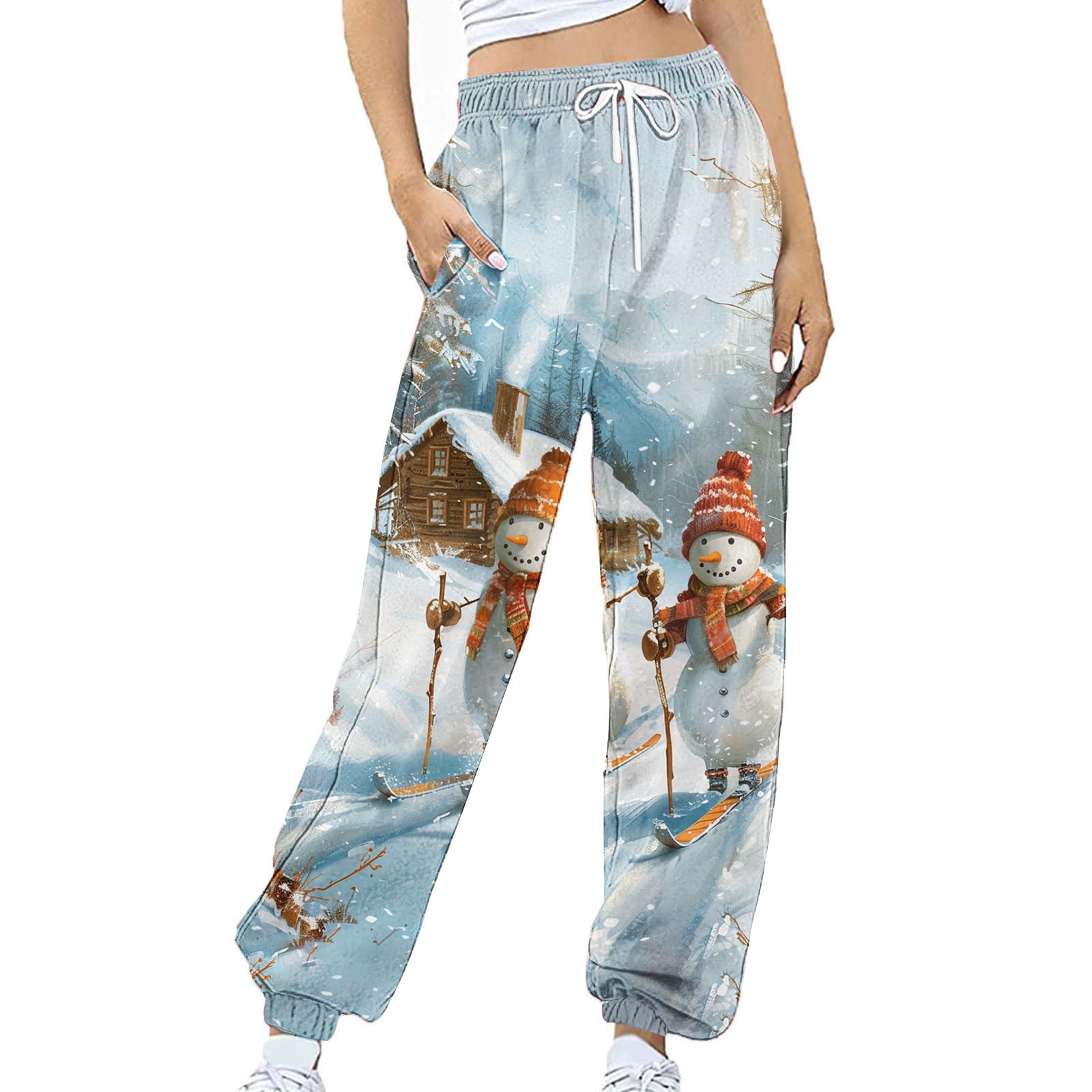 JingHai Christmas Sweatpants for Women Fleece Lined Sweatpants Women ...