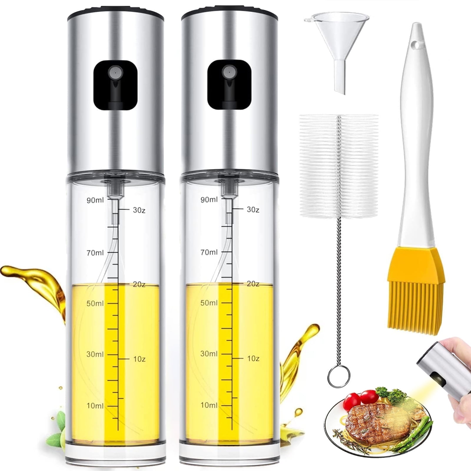 Jinghua Refillable 100ml Oil Sprayer Set with Fine Mist Nozzle, Oil ...