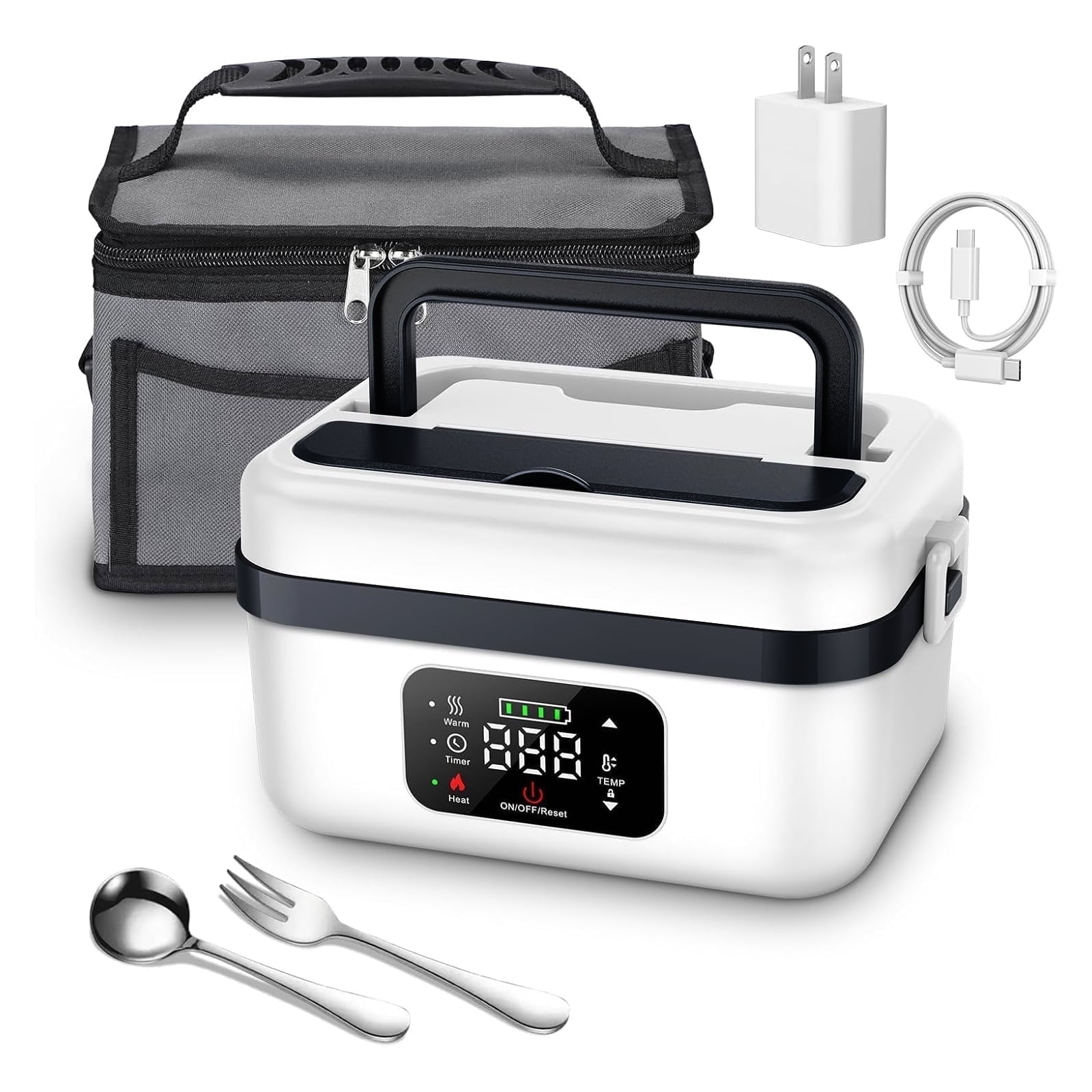 Jinghua Cordless Electric Lunch Box, 1L Rechargeable Food Warmer ...