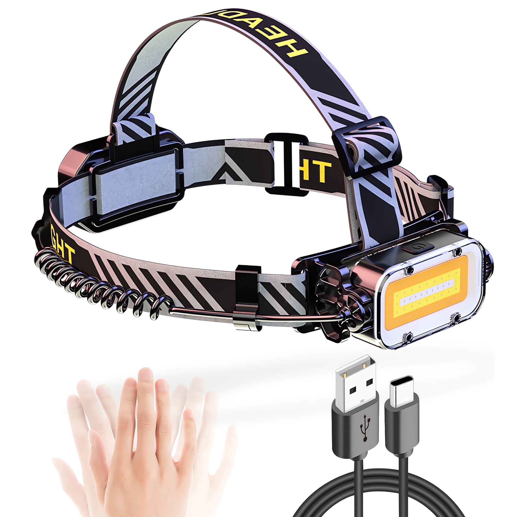 Jinghua Rechargeable 800LM LED Headlamp,Lightweight, Waterproof ...