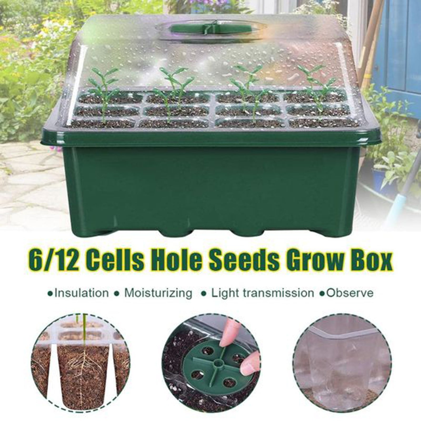 Jingjianm Durable Seed Starter Tray Kit with Humidity Dome and Base ...