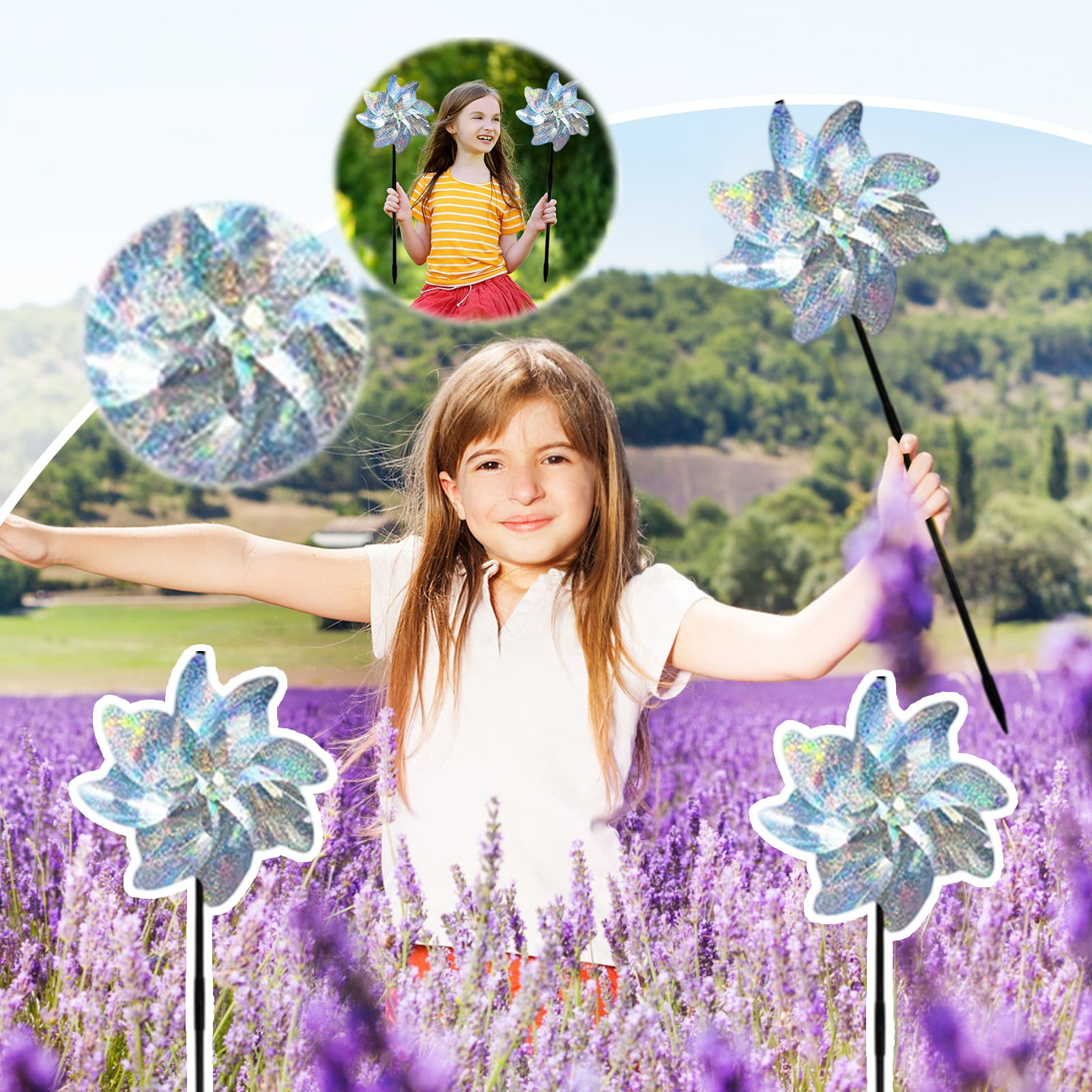 Jingjianm Set of 8 Reflective Garden Wind Spinners Durable Yard ...