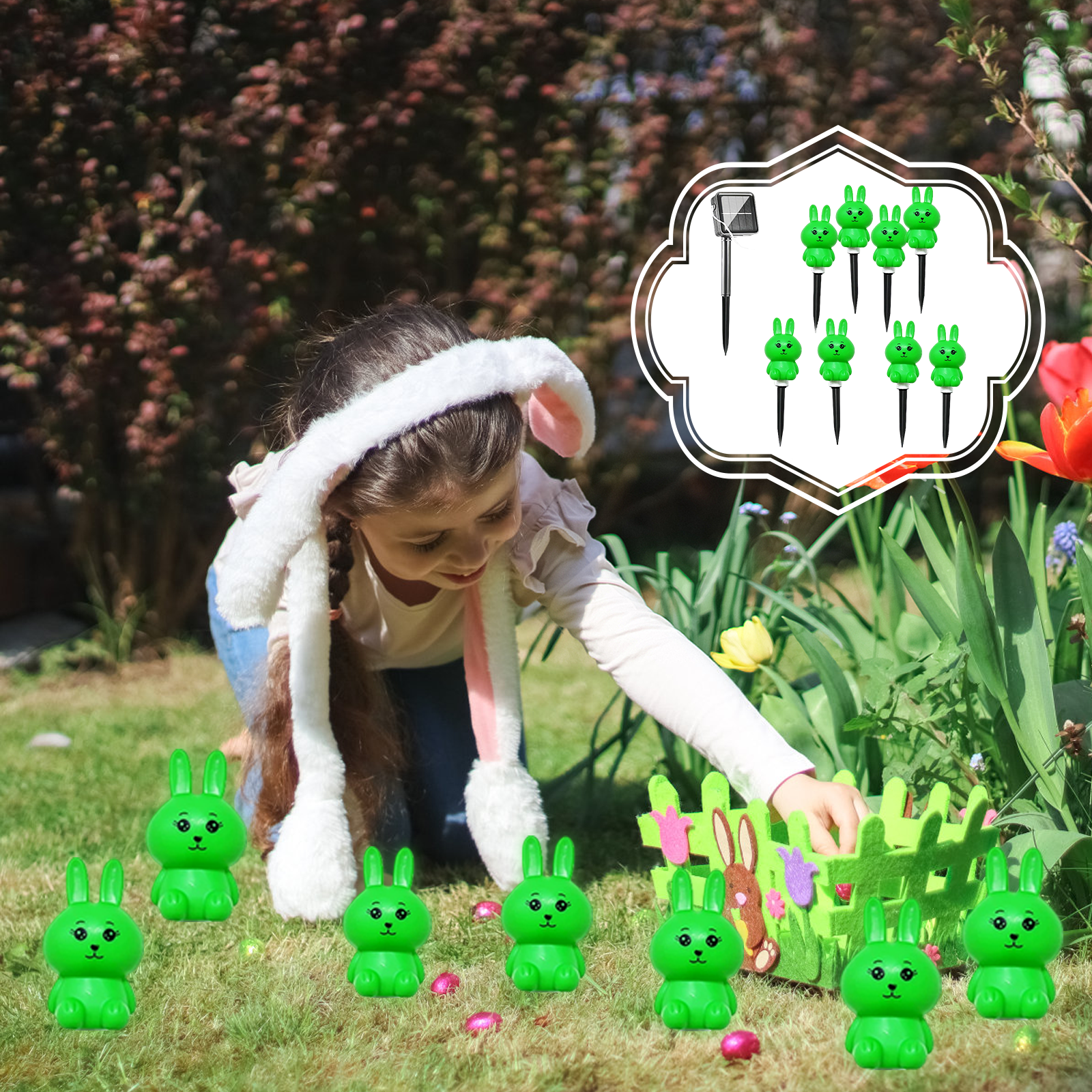 Jingjianm Solar-Powered Garden Rabbit Lights Outdoor Decorative Pathway ...