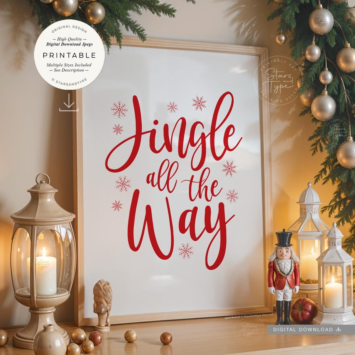 Jingle All The Way Festive Quote Poster, Unframed Size 12x18 - Walmart.com