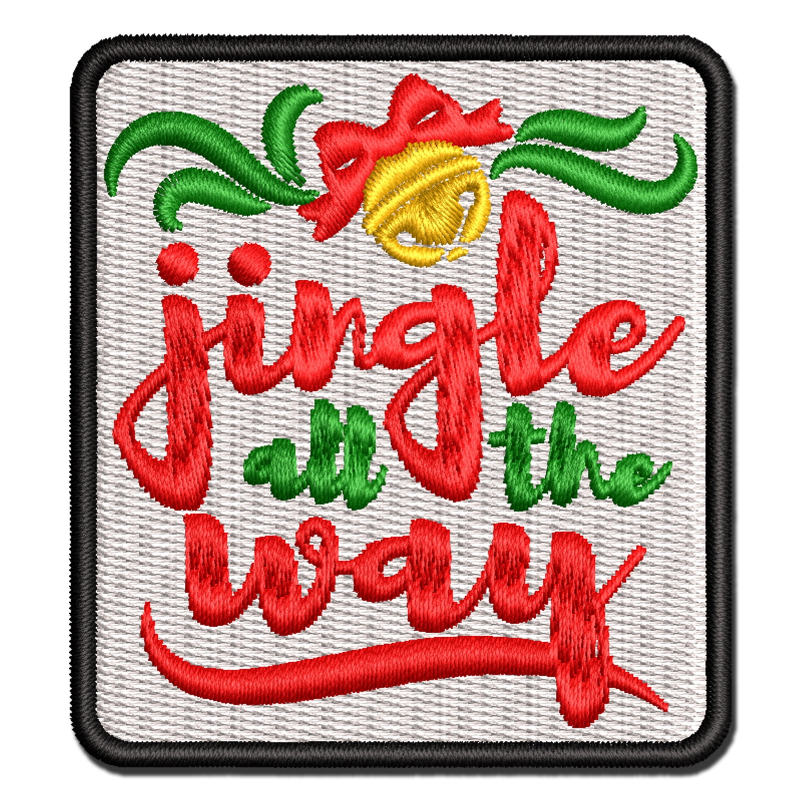 Jingle All the Way Christmas Applique Multi-Color Embroidered Hook & Loop Patch - 2.0 Inch Mini ...