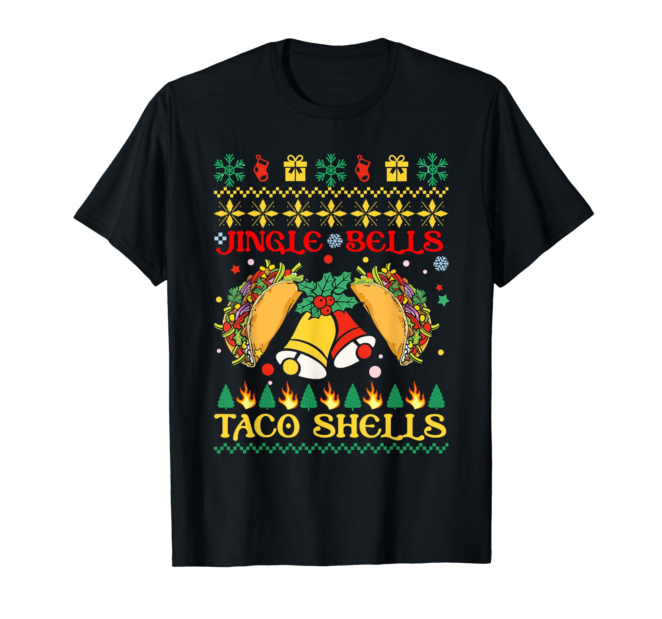 Jingle Bell Taco Shells Happy Christmas Tacos Mexican Food T-Shirt ...