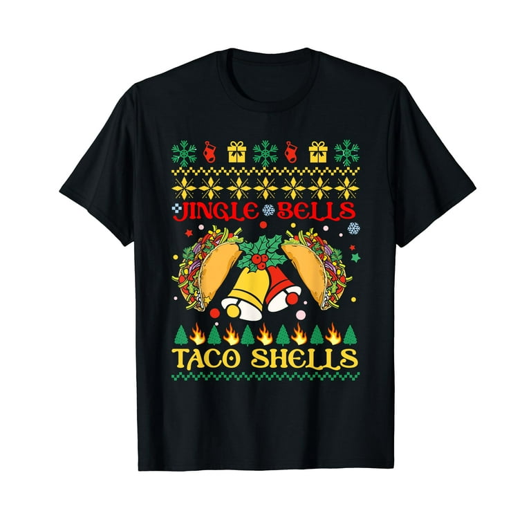 Taco Lover Mexican Food Jingle Bells Taco Shells T-Shirt, 42% OFF