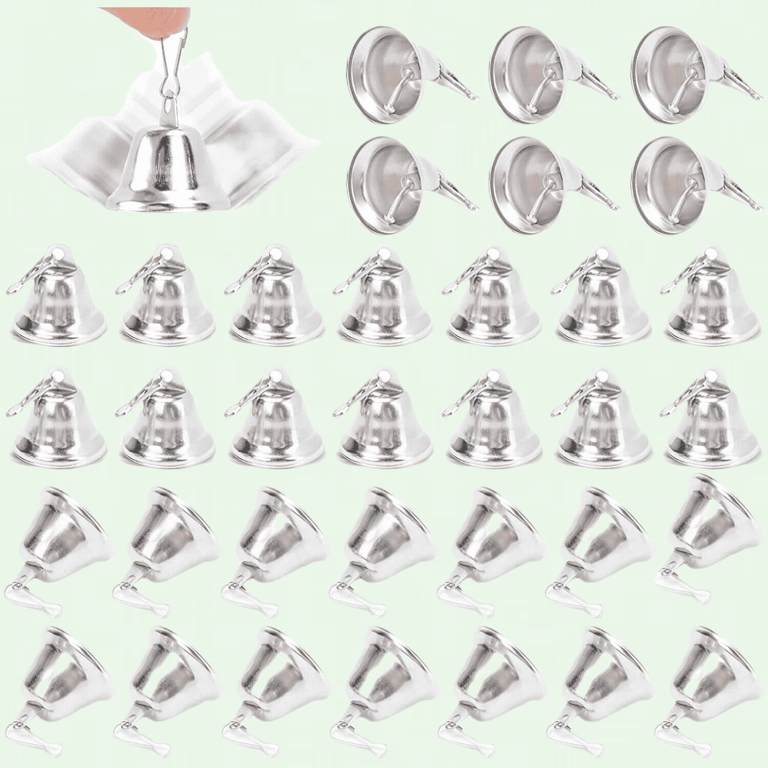 Jingle Bells, 34PCS Vintage Bronze Bells with Spring Hooks Hanging for ...